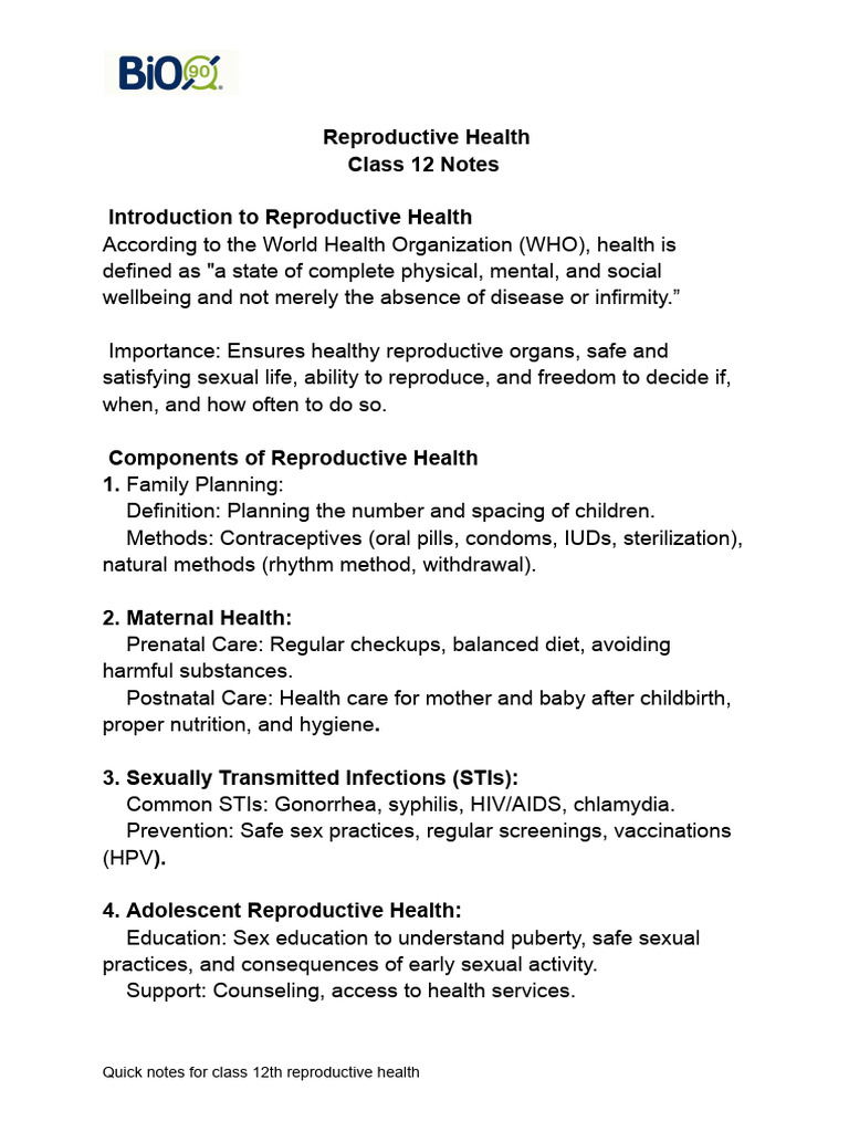 Reproductive Health 12th | PDF | Birth Control | Self-Improvement