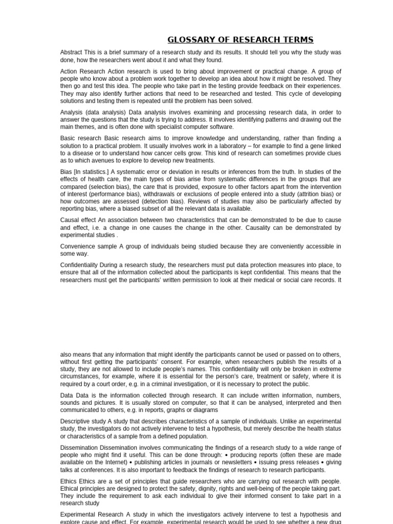 Glossary of Research Terms (1) | PDF