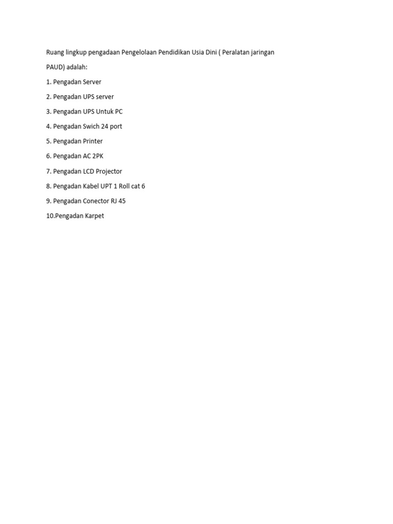 Lingkup Pekerjan Peralatan Jaringan | PDF