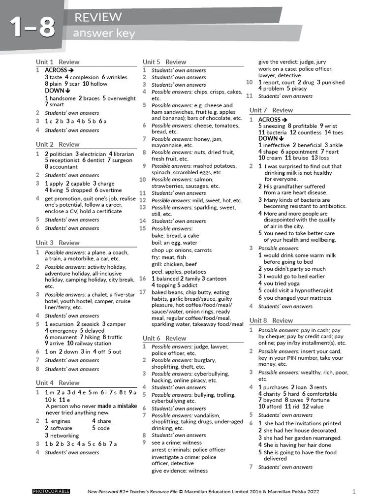 NP_B1+_Review_Answer_Key | PDF