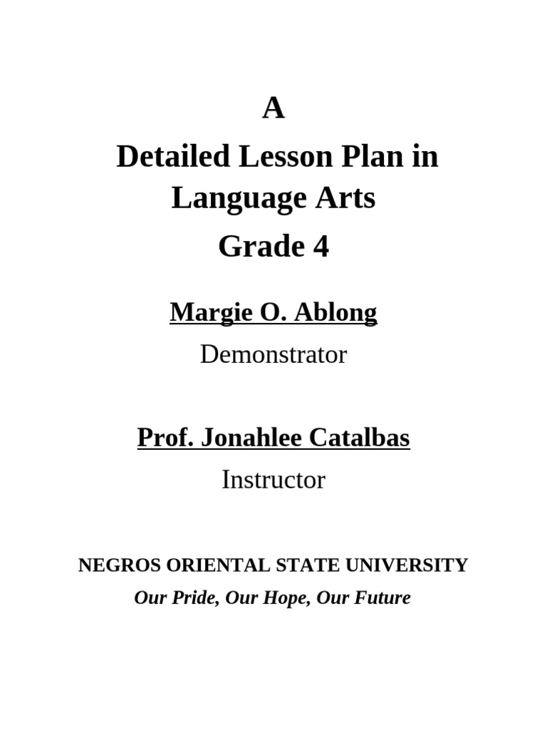 A Detailed Lesson Plan in Language Arts. Final | PDF