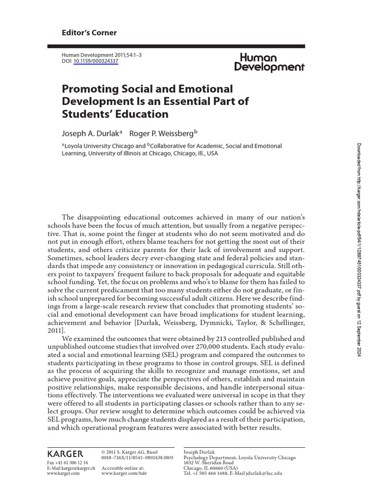 Promoting Social and Emotional Learning | PDF