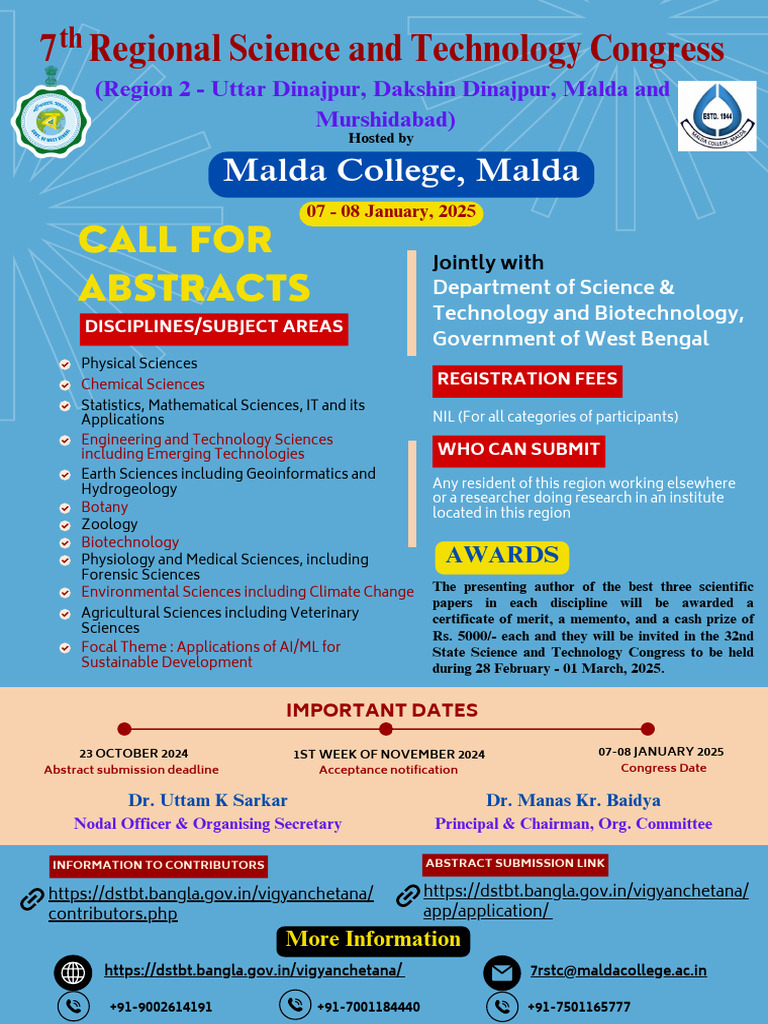 Regional Science Congress Malda College Flyer | PDF