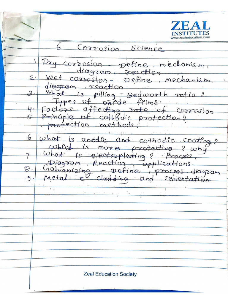 Chem Unit 6 Corrosion Science | PDF