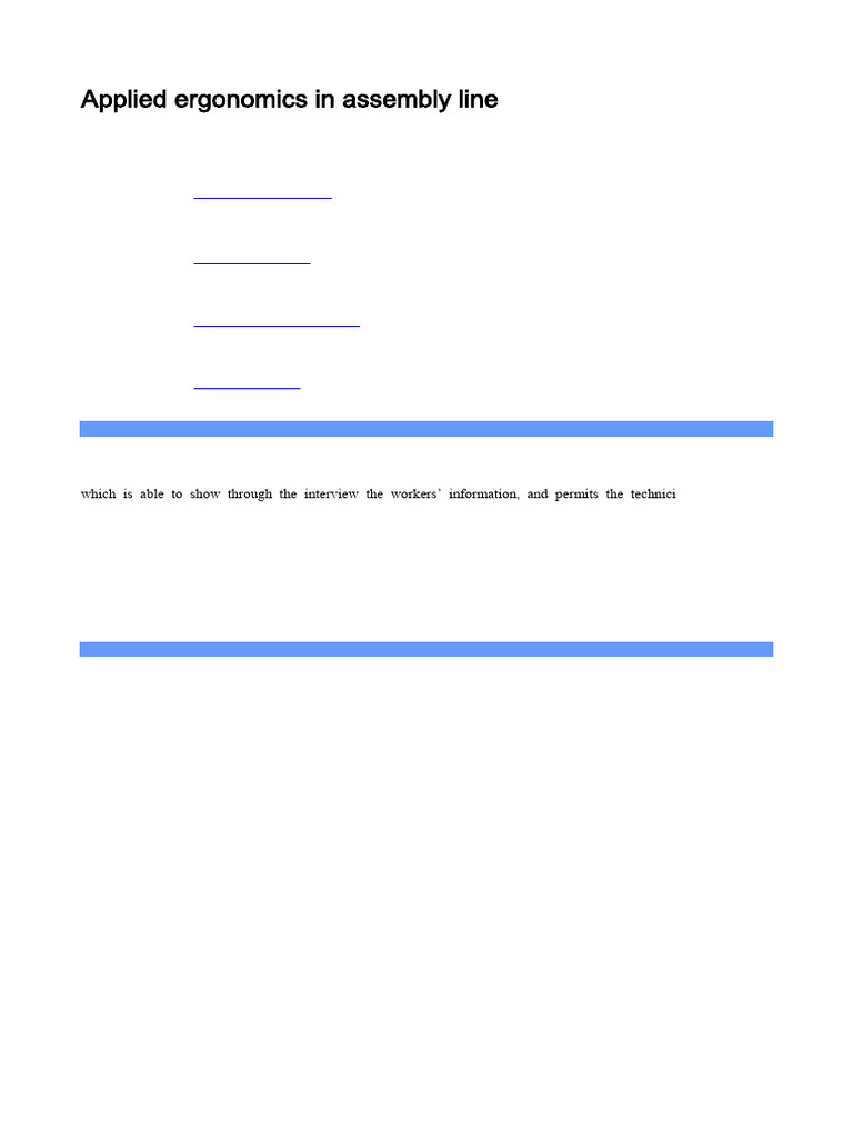 ARTC Applied - Ergonomics - Assembly - Line | PDF