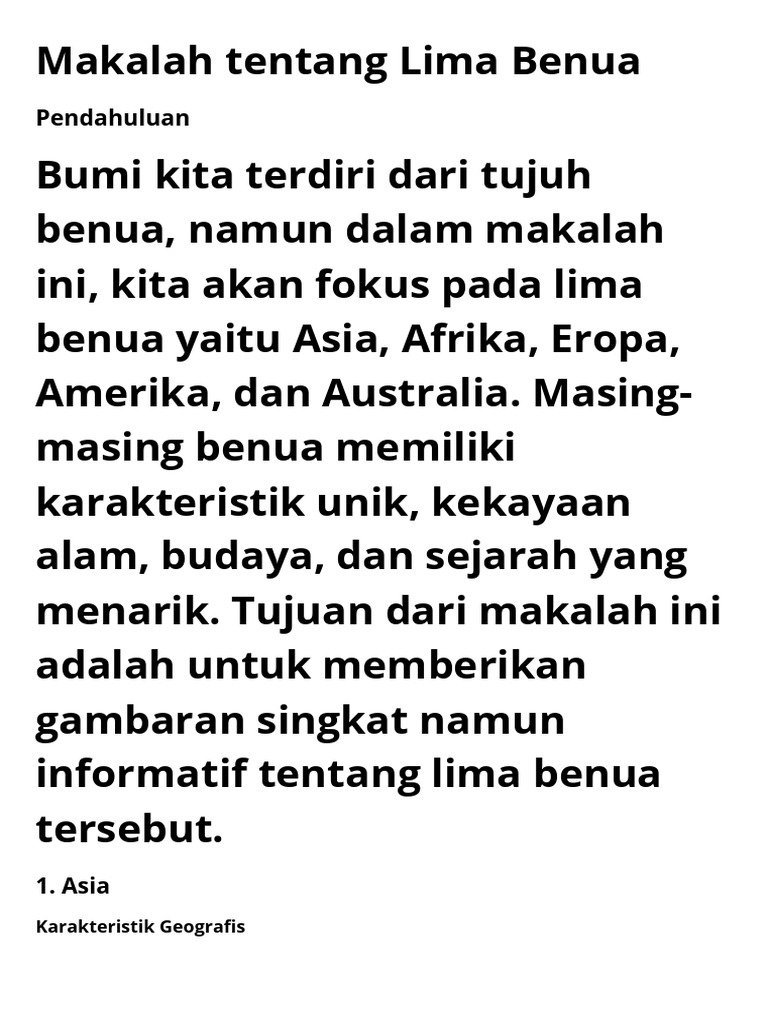 Makalah Tentang Lima Benua | PDF