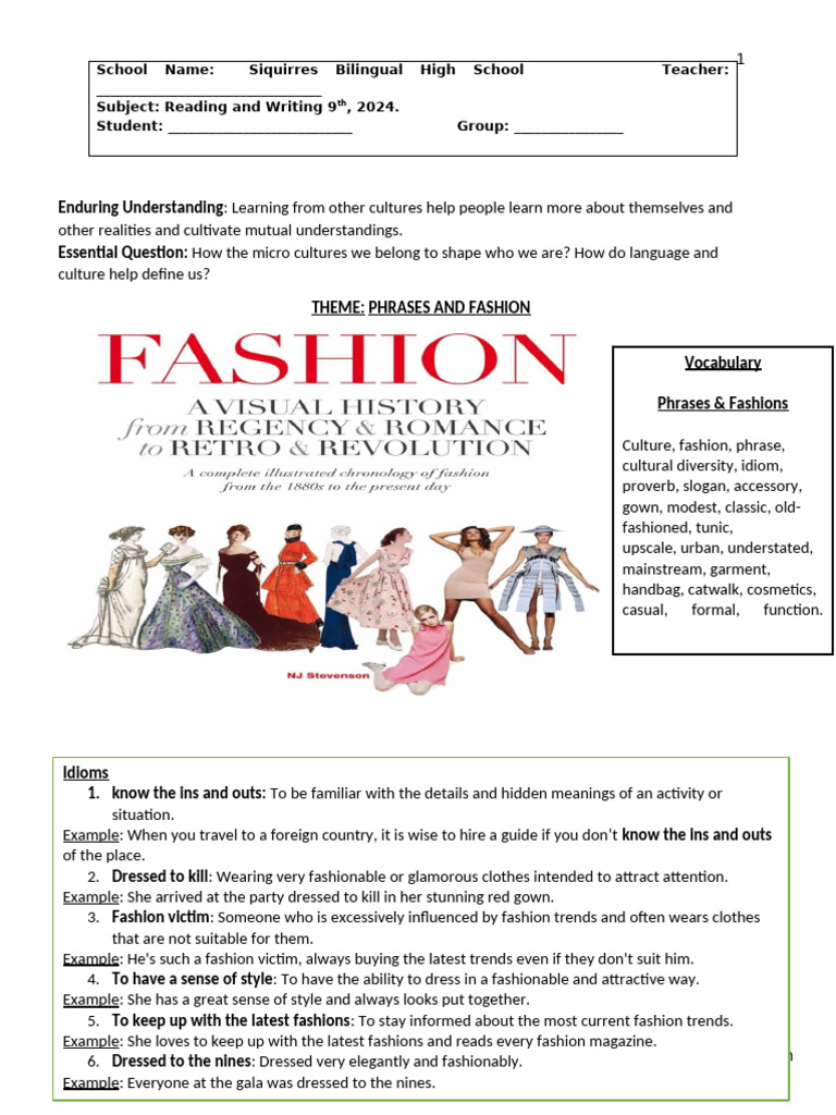 Booklet Phrases and Fashion 2024 | PDF