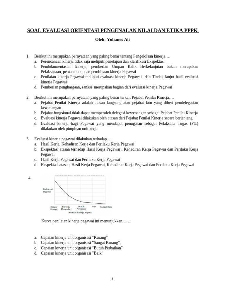 Soal - Evaluasi Orientasi Nilai PPPK - Yohanes Ali | PDF