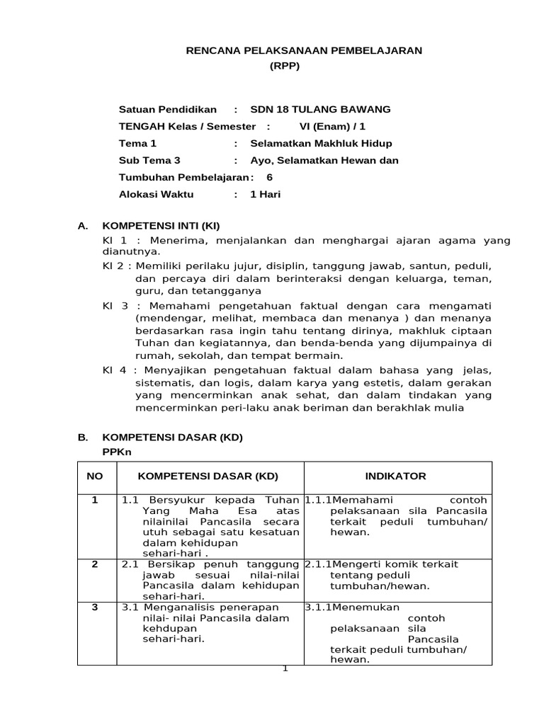 RPP Bu Nanik TM 1 Sub 3 Pem 6 | PDF
