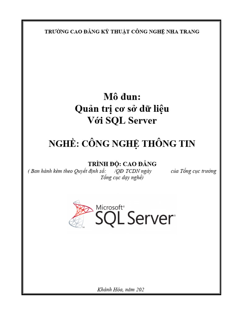 Giáo Trình QT CSDL Voi SQL SERVER | PDF
