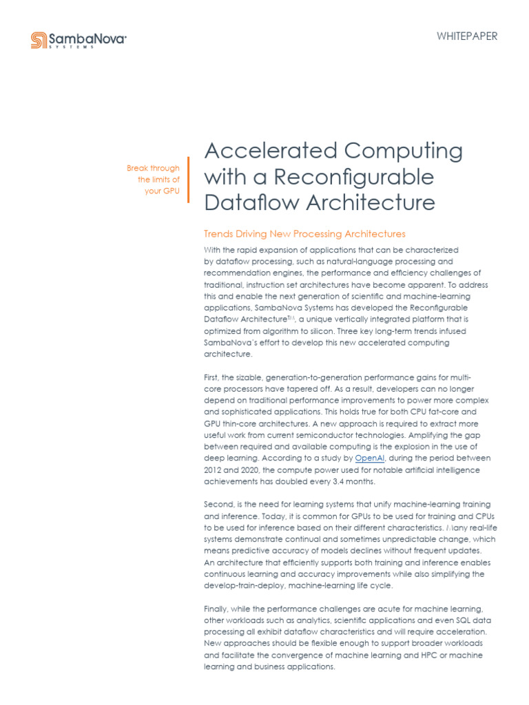 SambaNova - Accelerated Computing With A Reconfigurable Dataflow Architecture - Whitepaper ...