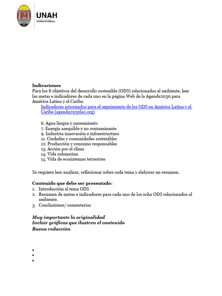 Actividad de Aprendizaje N°3 Metas e Indicadores de ODS-II PAC 2024 | PDF
