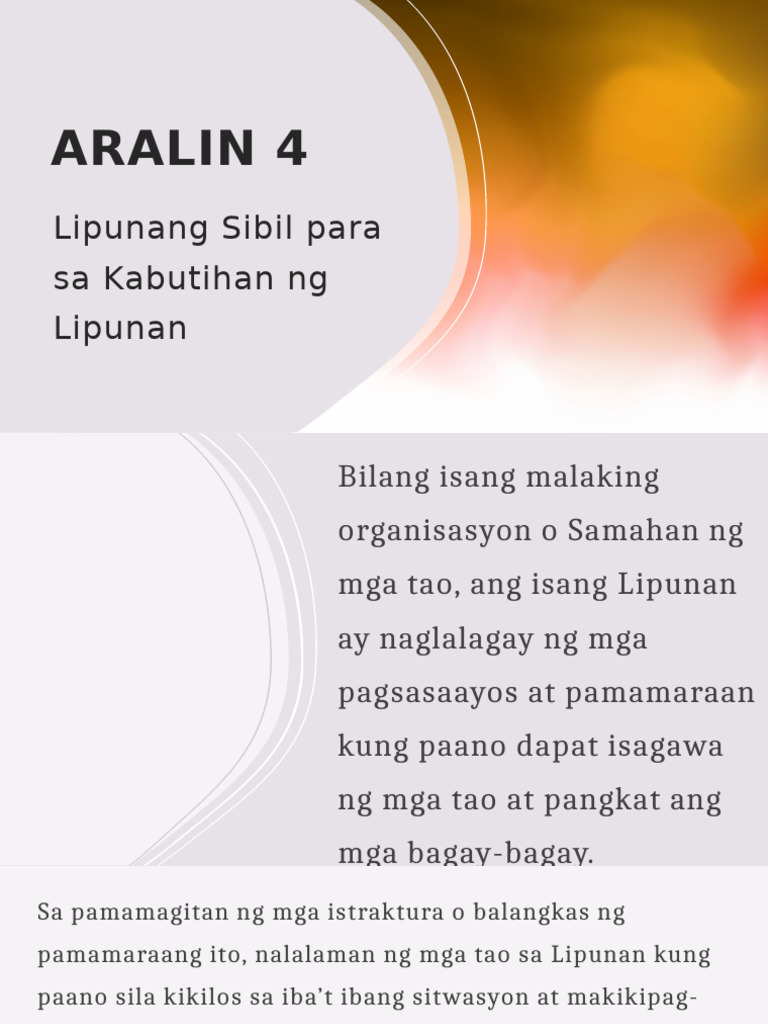ARALIN 4 Lipunang Sibil para Sa Kabutihan NG Lipunan | PDF
