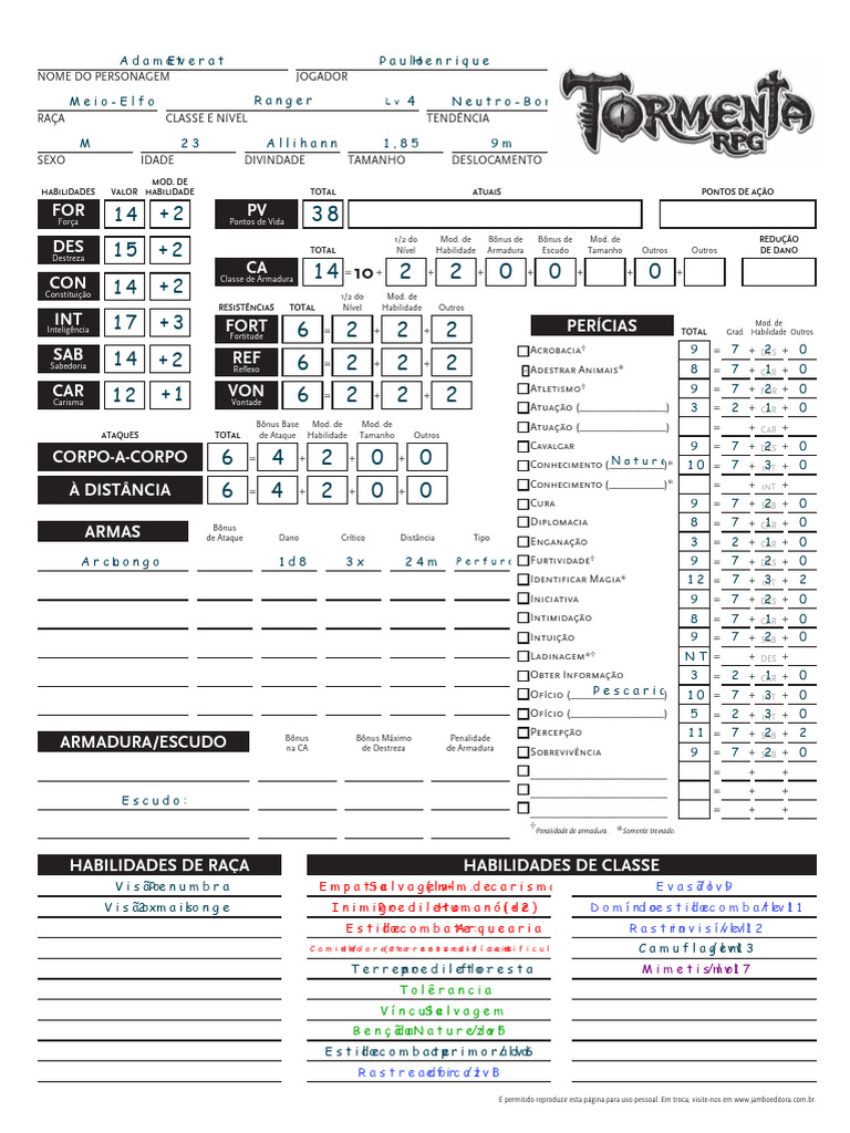 Trpg-Ficha Editavel | PDF