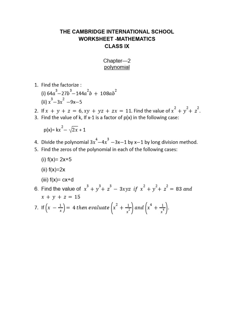 Polynomial | PDF | Teaching Methods & Materials