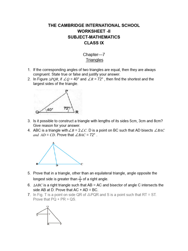 Maths Worksheet -2 | PDF