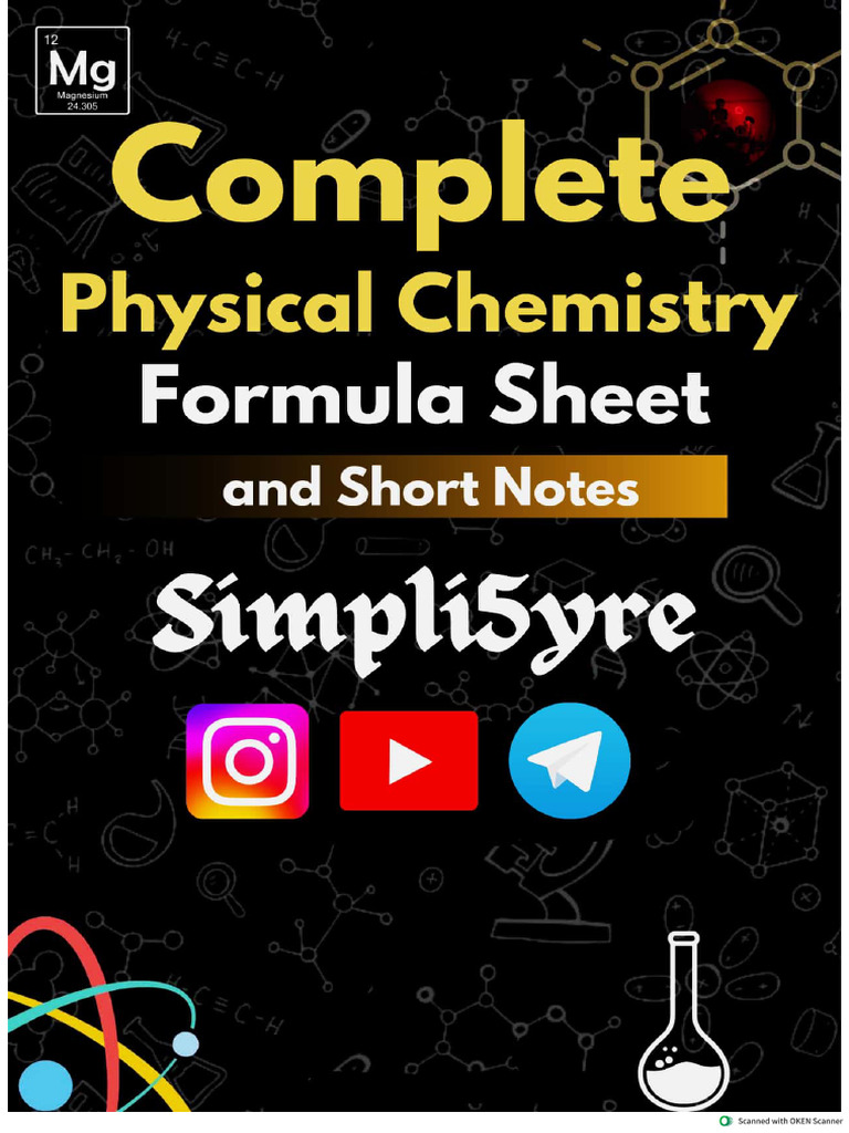 Physical Chemistry Formula Sheet | PDF