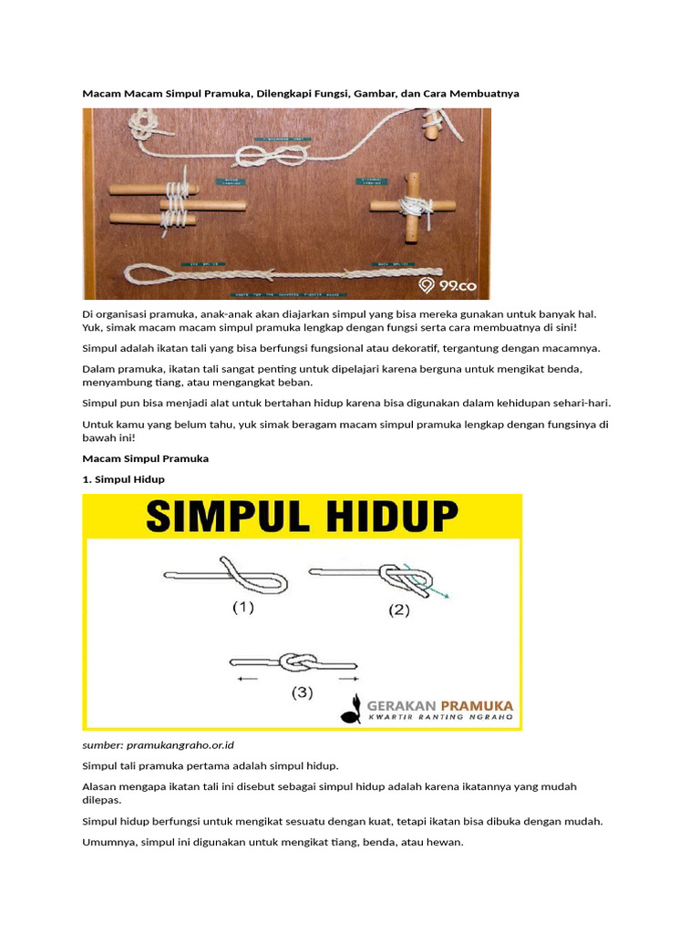 Macam Macam Simpul Pramuka | PDF