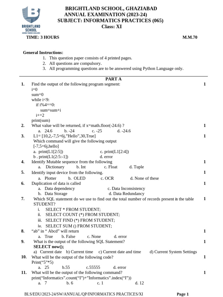 Class XI Final With Good Format | PDF