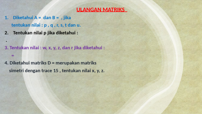 Ulangan Matriks | PDF