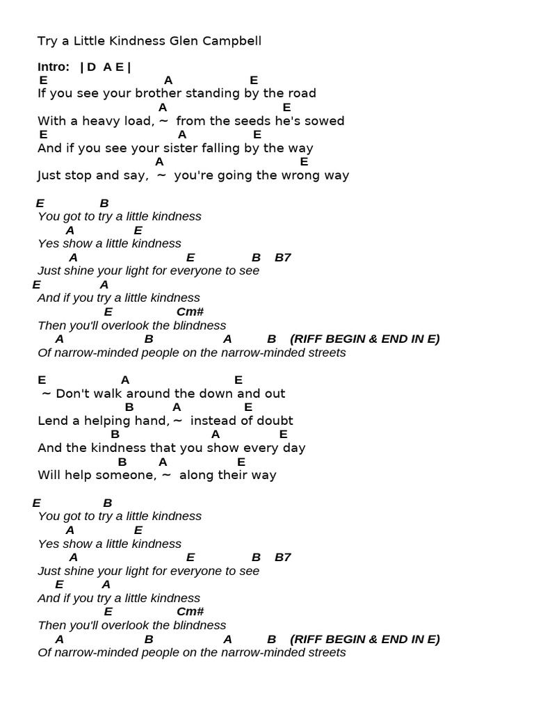 2 Try A Little Kindness - Glen Campbell | PDF