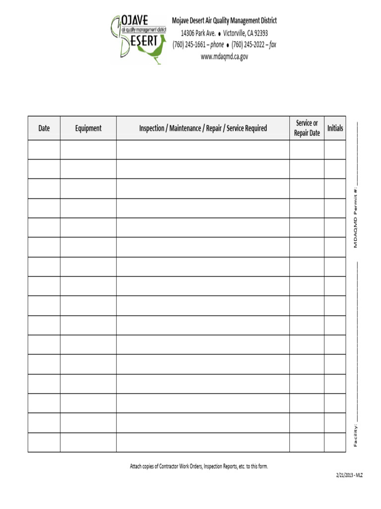 Equipment Maintenance and Repair Log Template | PDF