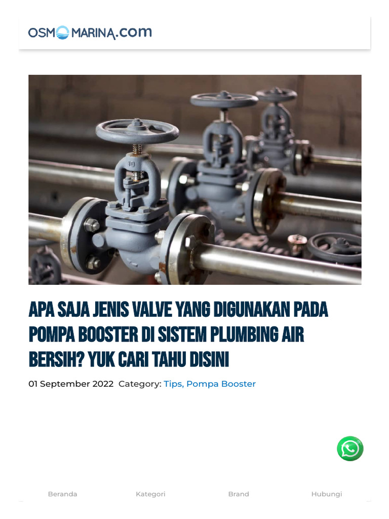 Apa saja jenis valve yang digunakan pada pompa booster di sistem plumbing air bersih_ Yuk cari ...