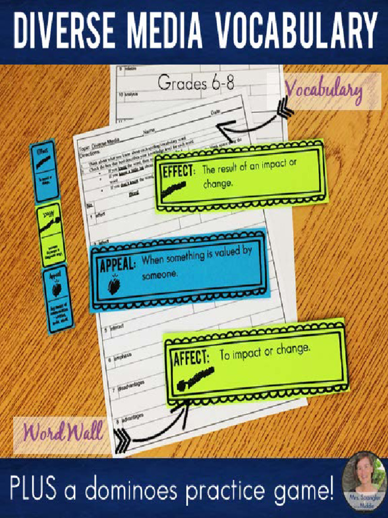 MediaLiteracyVocabularyWorksheetWordWallDominoesPracticeGame 2 | PDF