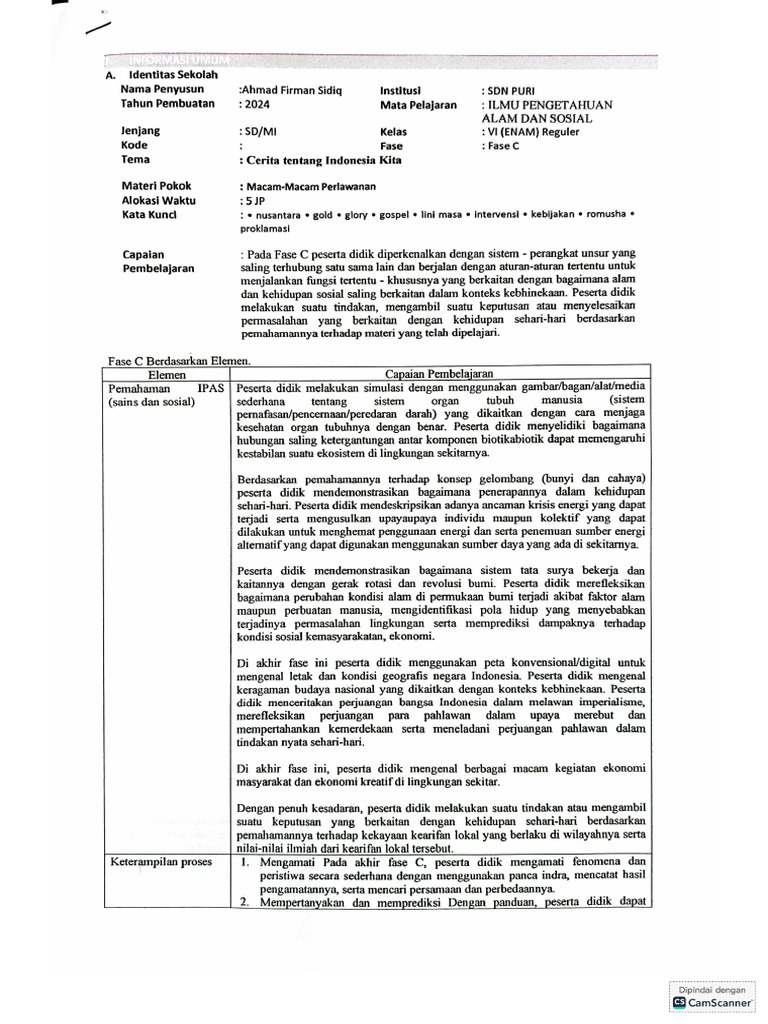 Modul Ajar Untuk Observasi Kelas PMM | PDF