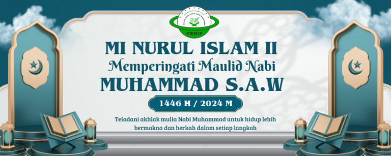 Biru Putih Modern Minimalis Memperingati Maulid Nabi Muhammad Banner | PDF