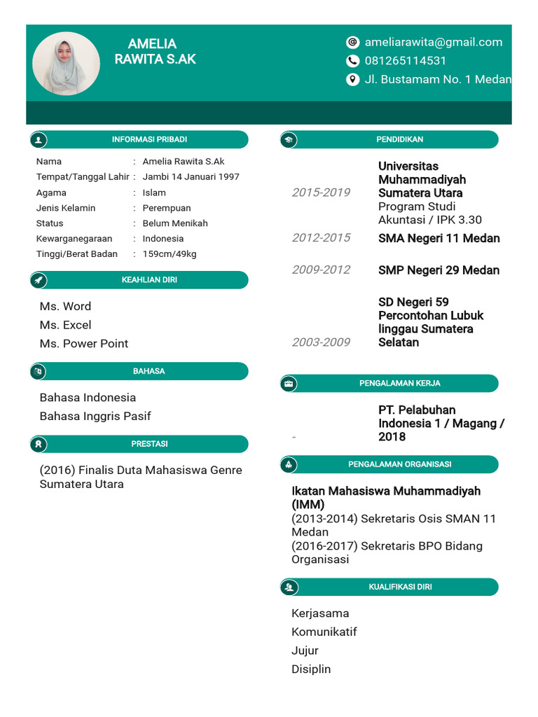 CV Amelia Rawita S.Ak | PDF