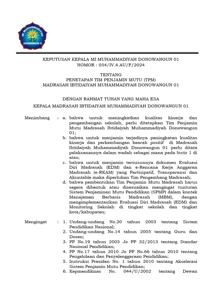 SK TPM TA 23-24 S.D 24-25 MIM Donowangun 01 | PDF