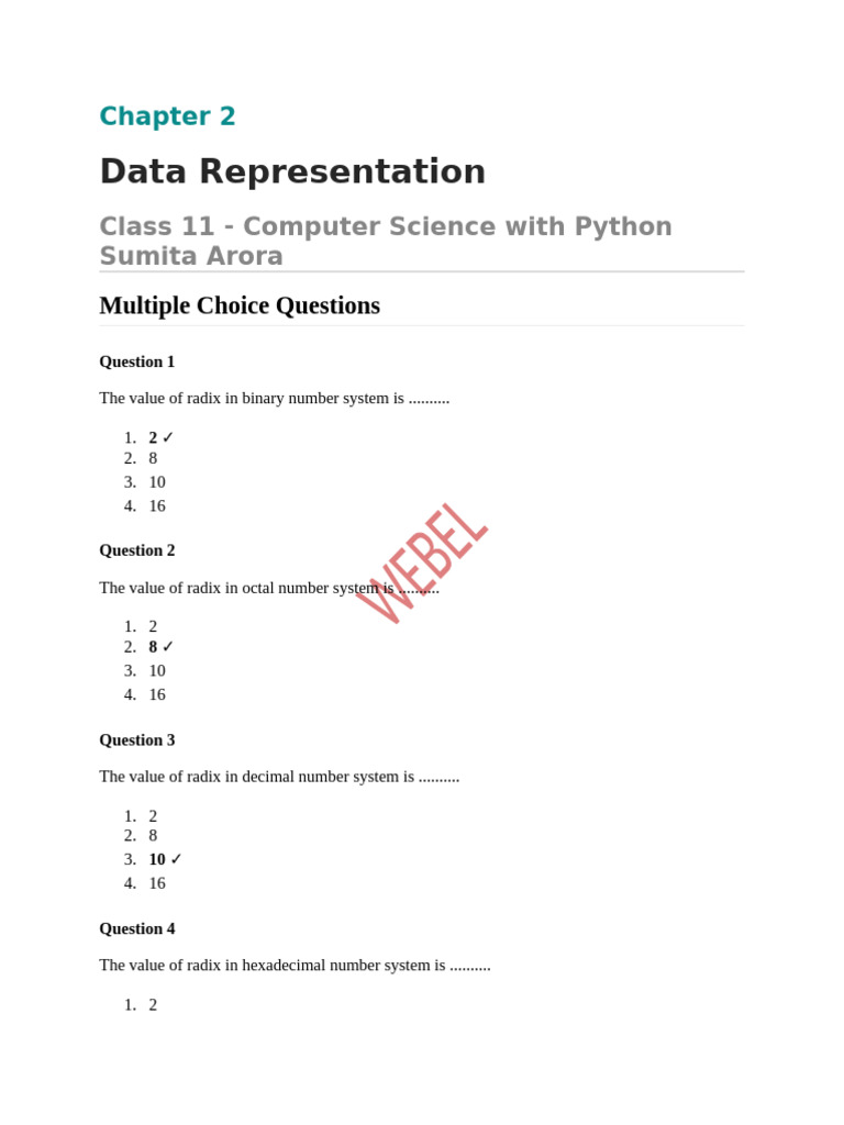 Chapter 2 Data Represntation | PDF
