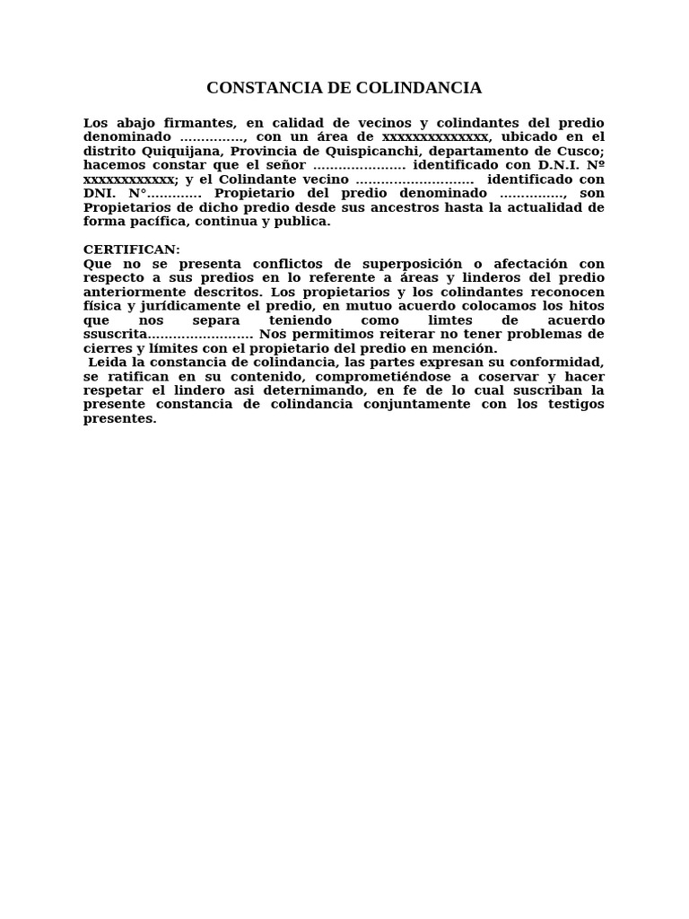 Constancia de Colindancia | PDF