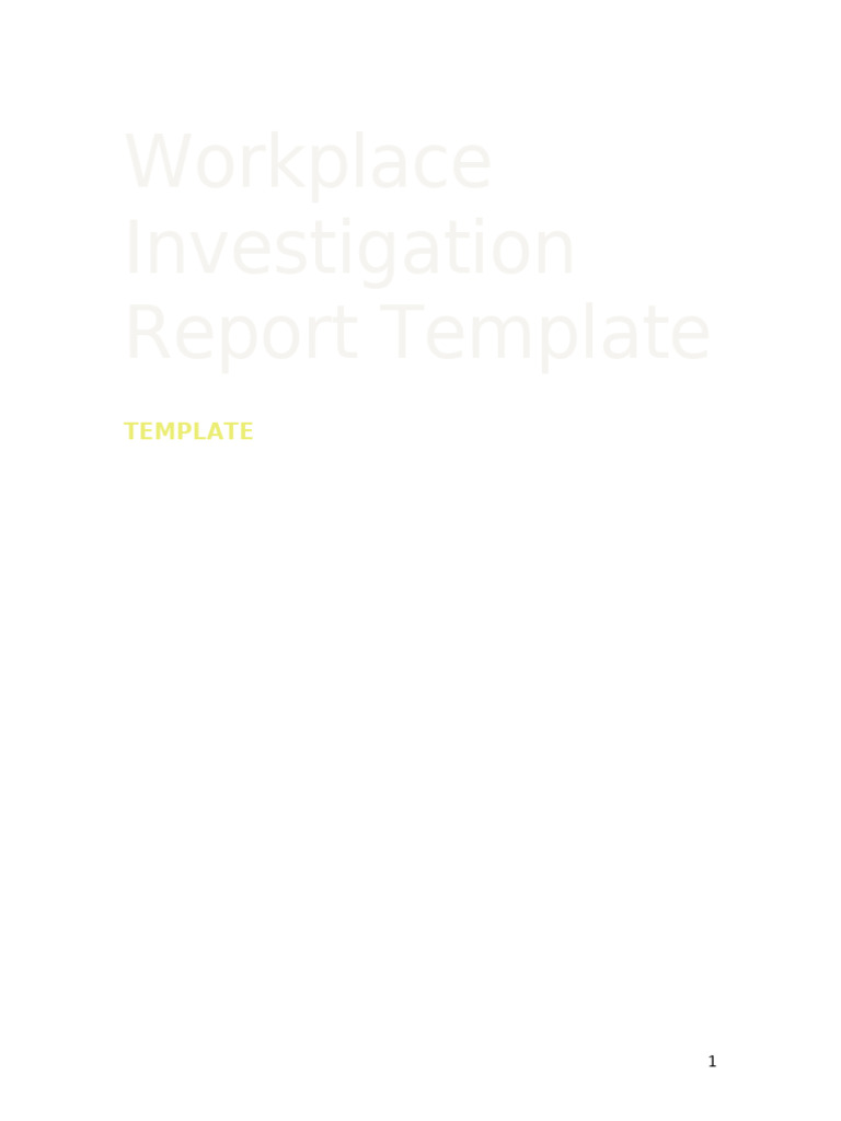 Investigation Report Template Sample Word Final | PDF