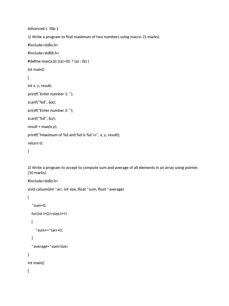 Adv C Slip 1 Solution | PDF