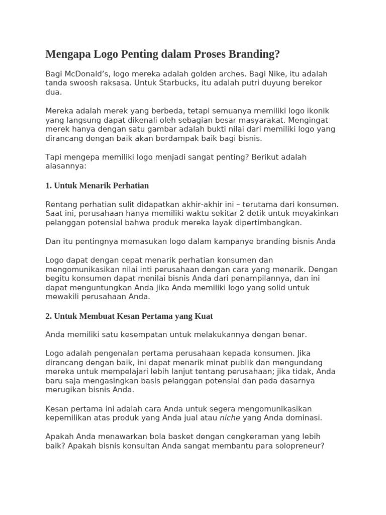Mengapa Logo Penting Dalam Proses Branding | PDF