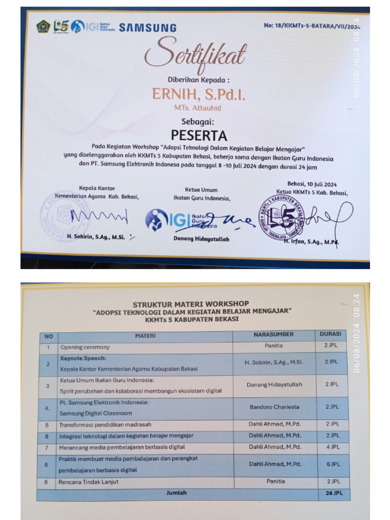 A.6 Sertifikat Workshop Ernih | PDF