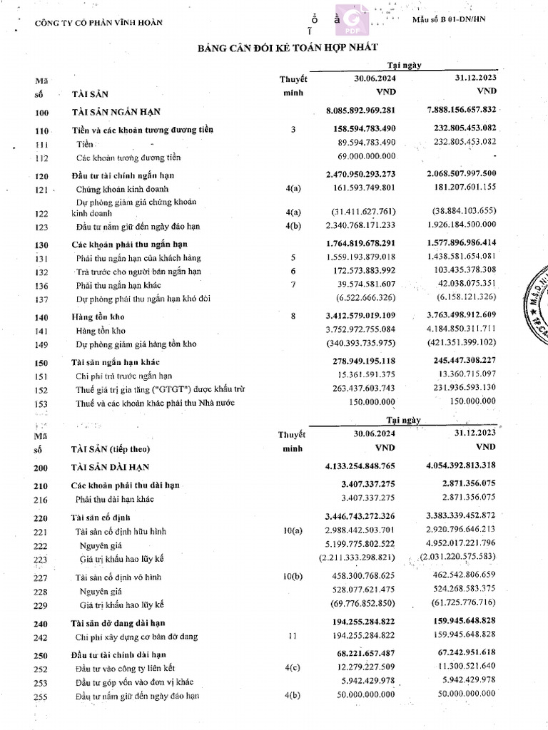 VHC BCTC Hop Nhat Quy 2 2024 | PDF
