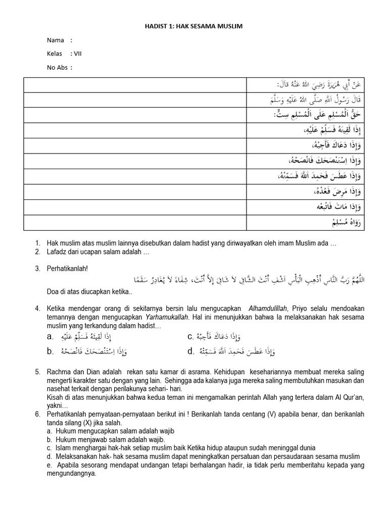 Hadist Hak Sesama Muslim | PDF