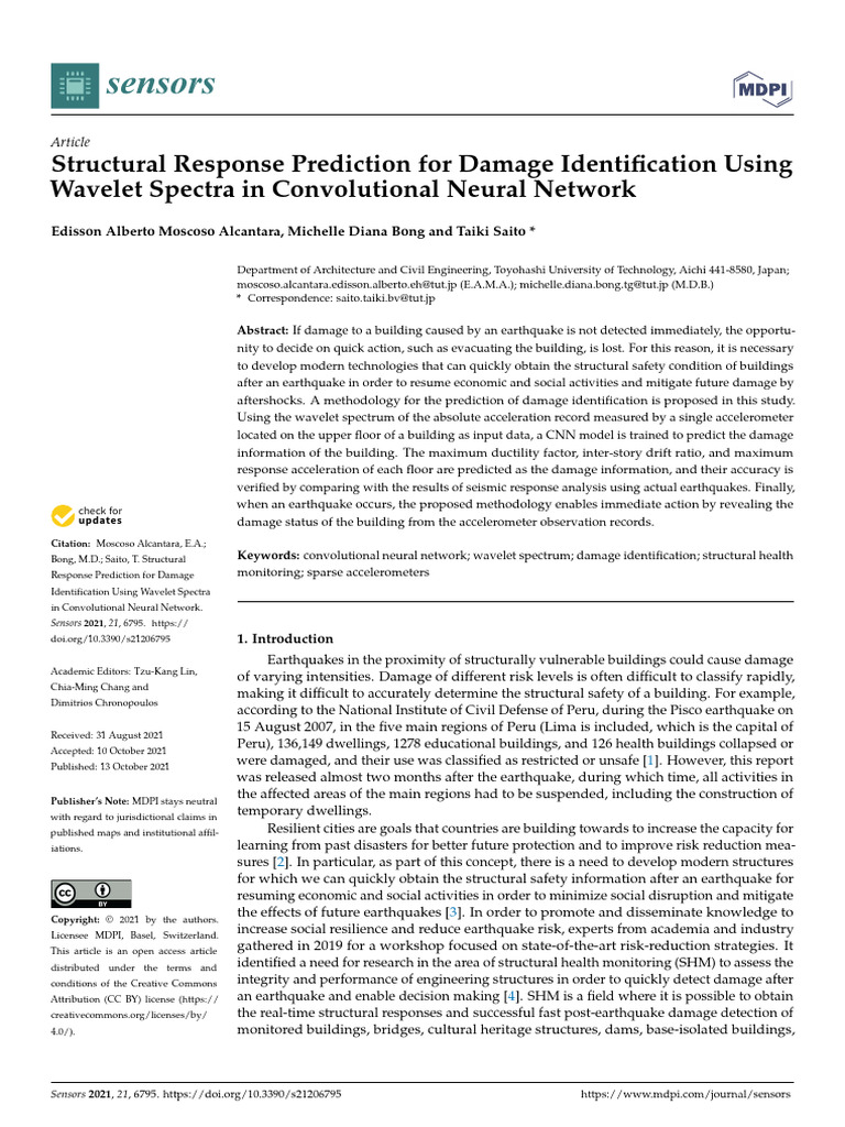 Alcantara, Bong, Saito - 2021 - Structural Response Prediction For Damage Identification Using ...