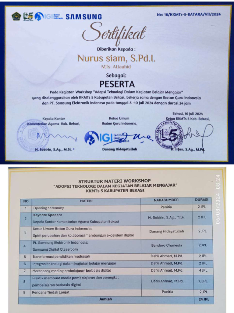 A.6 Sertifikat Workshop Nurus Siam | PDF