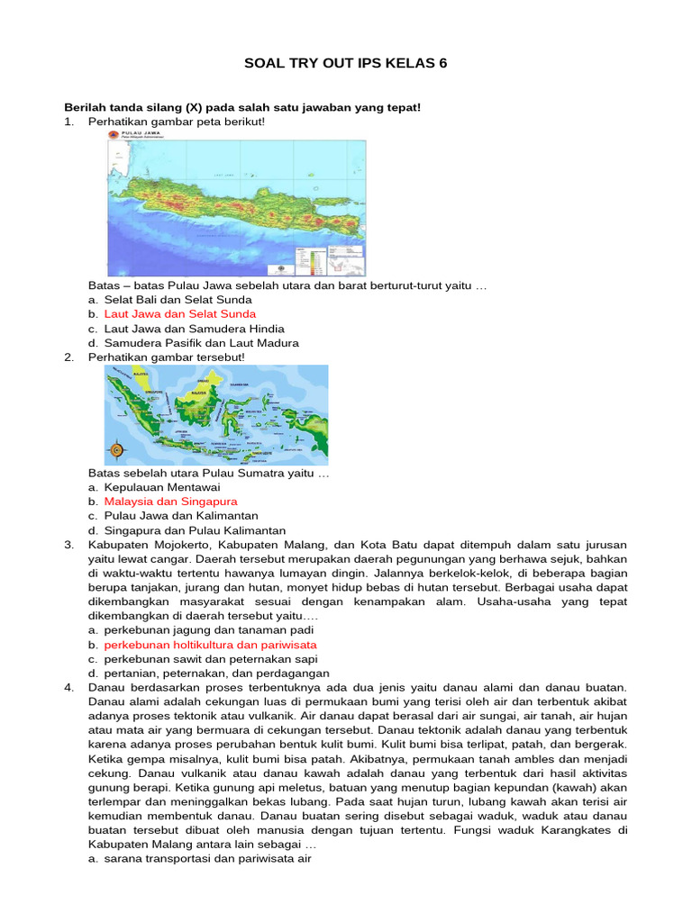 Soal Try Out Ips Kelas 6 | PDF
