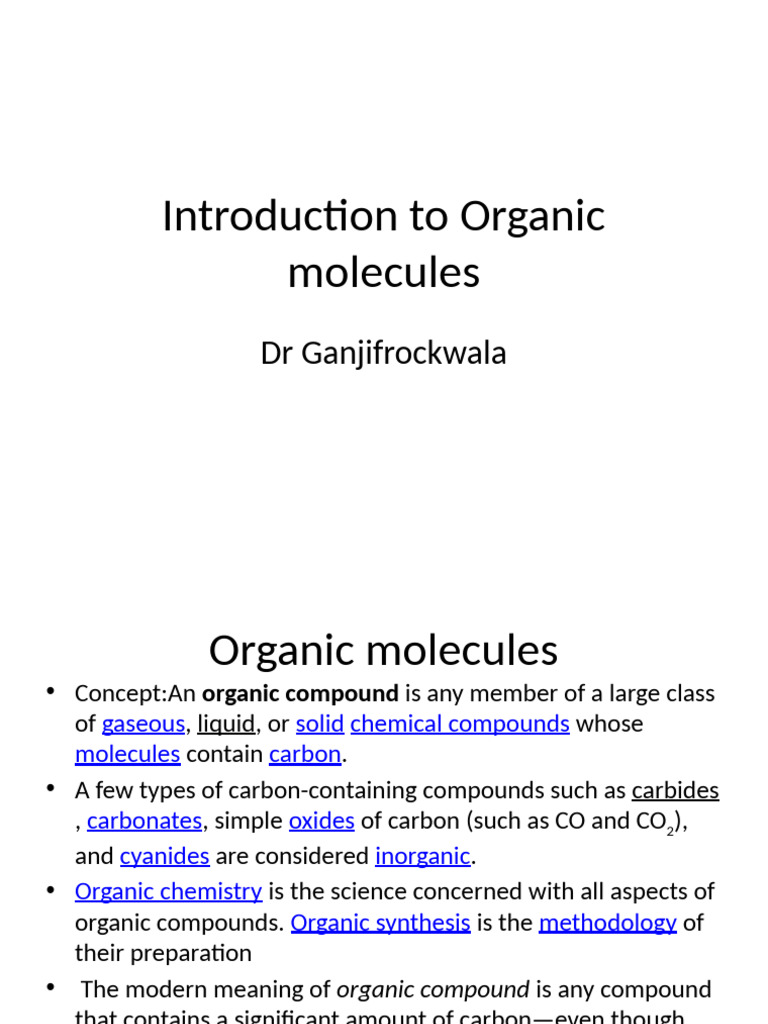 Introduction to Organic molecules | PDF