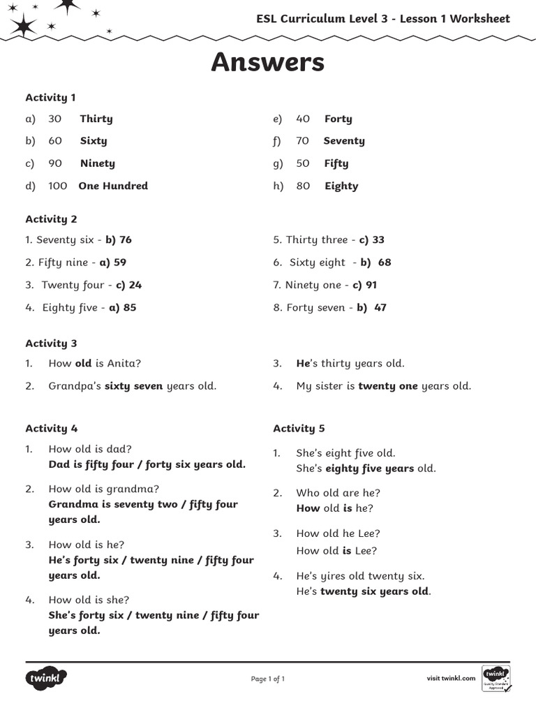 Lesson 1 - Level 3 Interactive Worksheet Answers | PDF