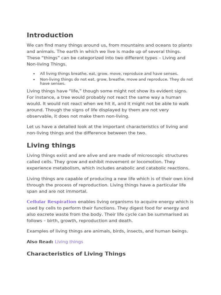 LIVING THINGS AND NON LIVING THINGS | PDF