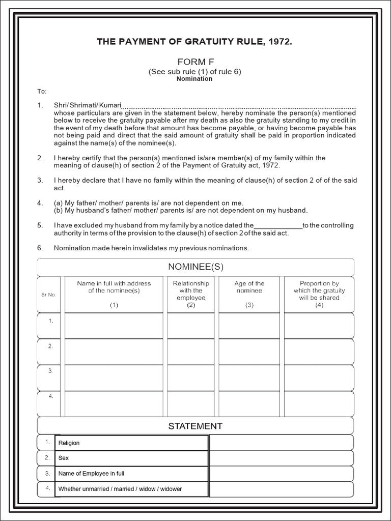 Statutory Form F | PDF