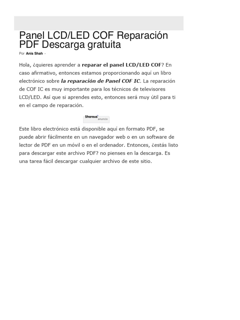 Panel LCD-LED COF Repair PDF Descarga Gratuita Soft4led | PDF