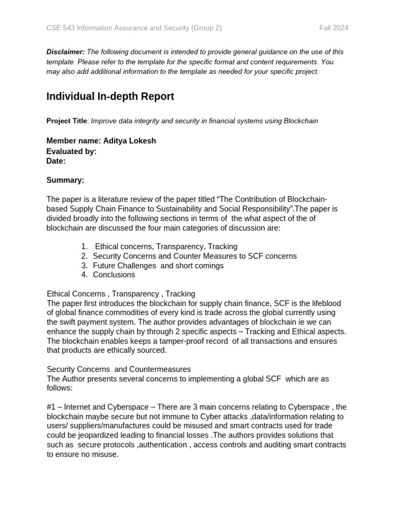 Aditya Lokesh Individual In-Depth Report-Week2 | PDF