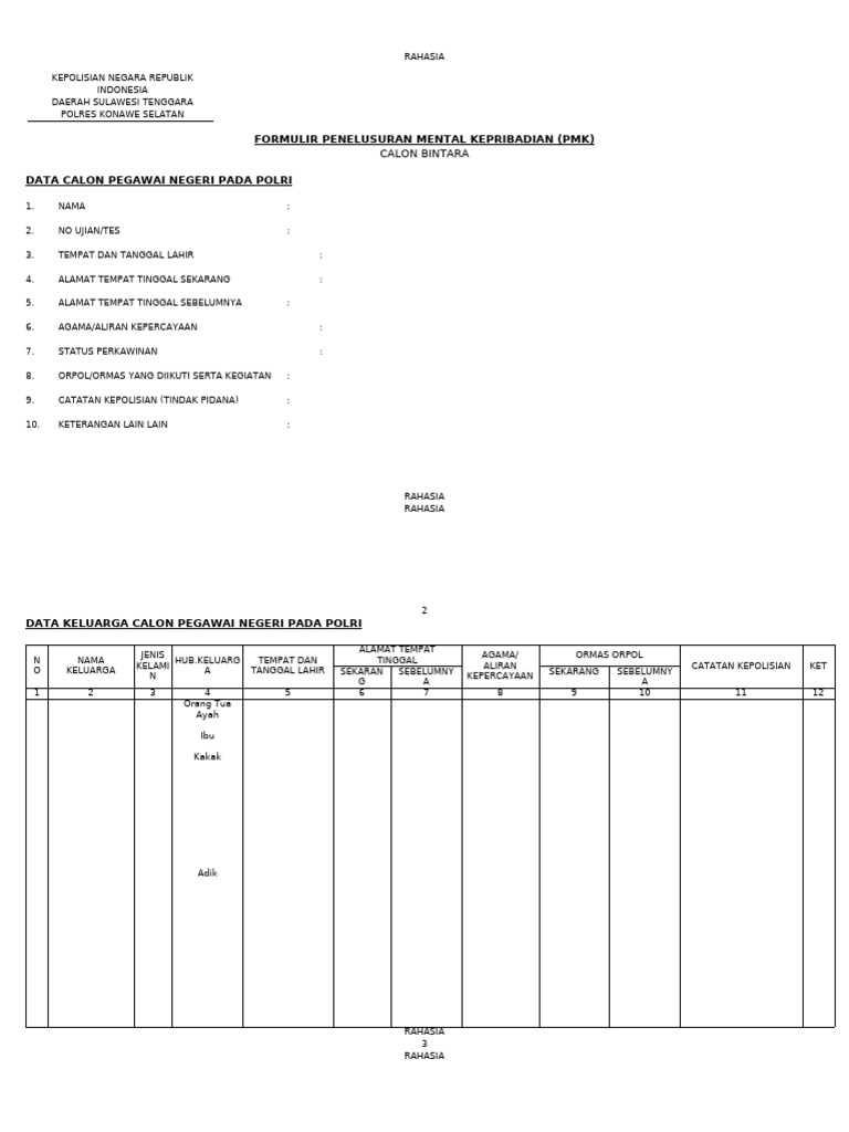 BLANGKO PMK Bintara 2024 | PDF